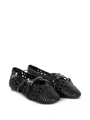 Michael Kors Woven Buckle-strap Ballet Flats