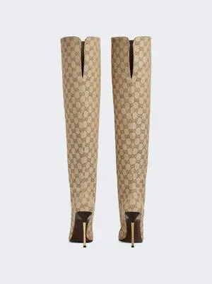 Gucci Bombshell Vintage Gg Canvas Boots - Sand