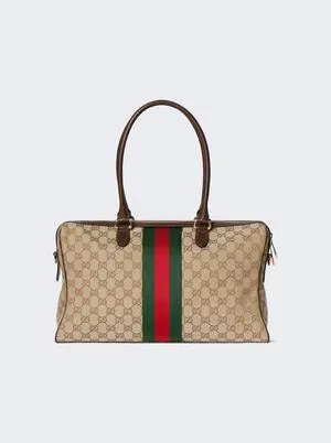 Gucci Large Boston Bag In Gg Canvas