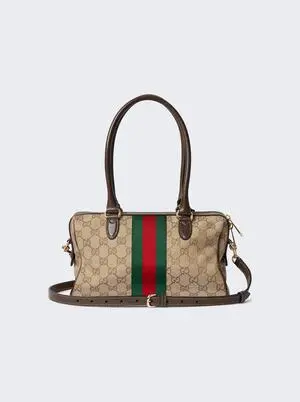 Gucci Medium Boston Bag In Gg Canvas - Sand