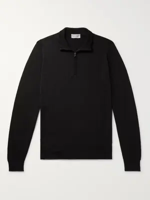 John Smedley Tapton Slim-fit Merino Wool Half-zip Sweater - Black