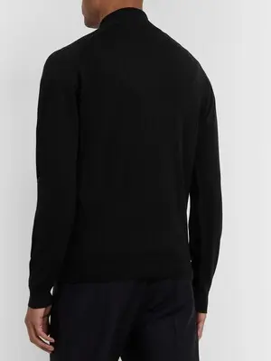 John Smedley Tapton Slim-fit Merino Wool Half-zip Sweater - Black