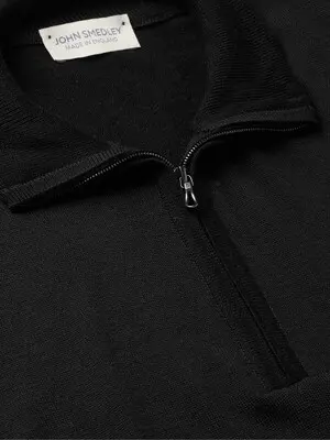John Smedley Tapton Slim-fit Merino Wool Half-zip Sweater - Black