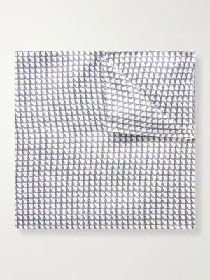 DE PETRILLO Printed Silk-twill Pocket Square - Blue