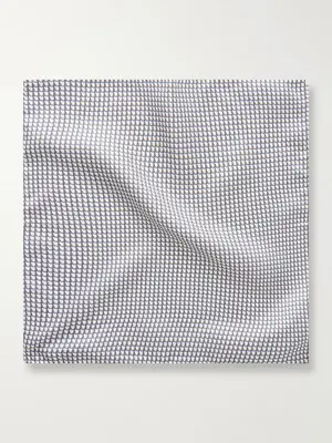 DE PETRILLO Printed Silk-twill Pocket Square - Blue