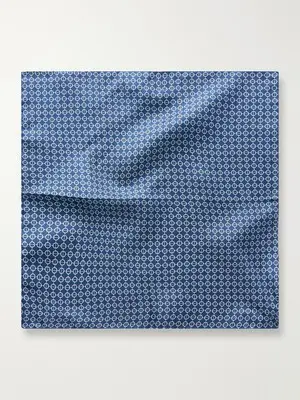 DE PETRILLO Printed Silk-twill Pocket Square - Blue