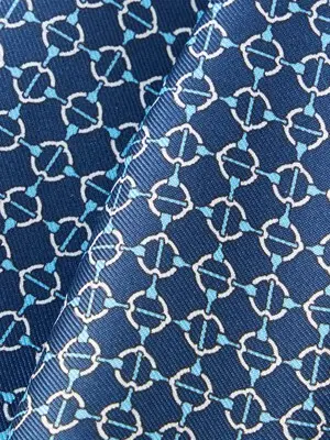DE PETRILLO Printed Silk-twill Pocket Square - Blue