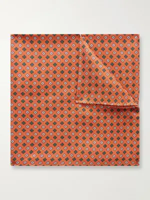DE PETRILLO De Petrillo - Printed Silk-Twill Pocket Square - Men - Orange Orange