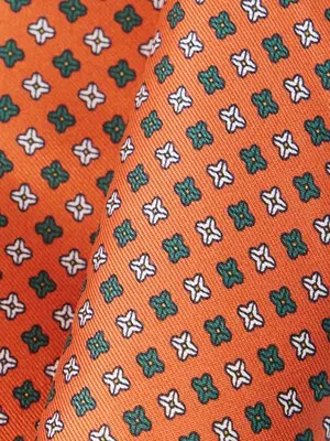 DE PETRILLO Printed Silk-twill Pocket Square - Orange