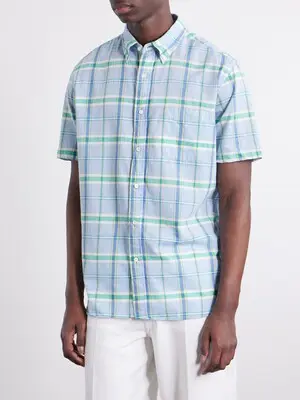 BEAMS Madras Button-down Collar Checked Cotton Shirt - Blue