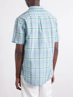 BEAMS Madras Button-down Collar Checked Cotton Shirt - Blue