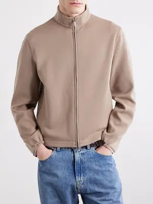 Zegna Honeycomb-knit Cotton, Wool And Silk-blend Zip-up Sweater