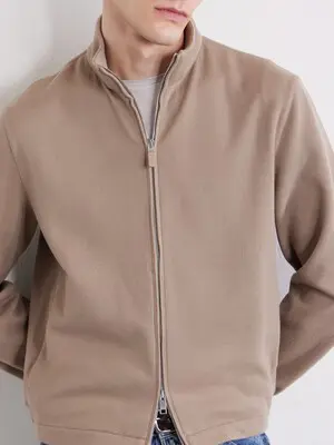 Zegna Honeycomb-knit Cotton, Wool And Silk-blend Zip-up Sweater