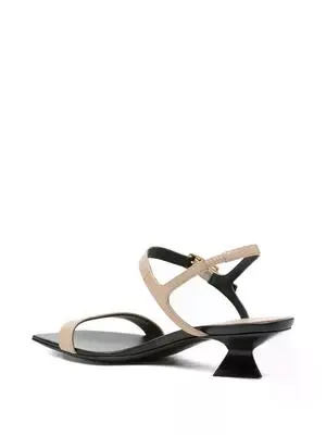 SERGIO ROSSI Square-toe Buckle-fastening Sandals - Neutrals