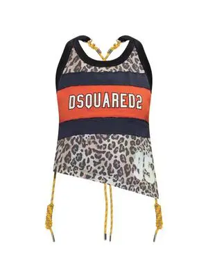 Dsquared2 Wild Leopard Print Asymmetric Top