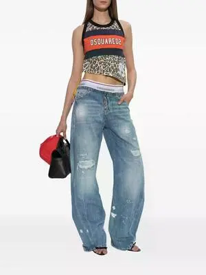 Dsquared2 Wild Leopard Print Asymmetric Top
