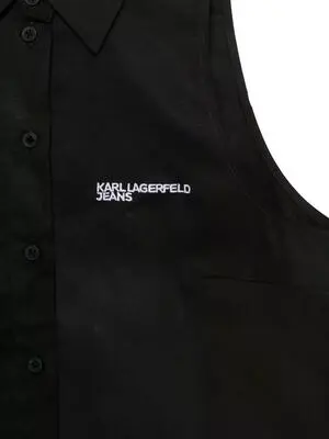 Karl Lagerfeld Logo-embroidered Drawstring-hem Top