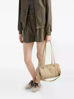 Prada Re-nylon And Saffiano Leather Duffle Bag - Brown
