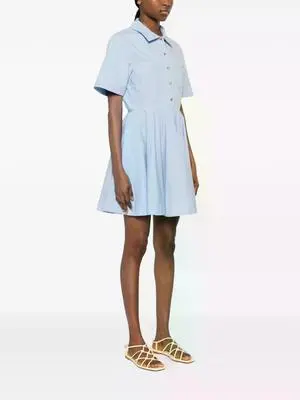 Maje Pleated Short-sleeve Mini Shirt Dress