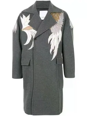 PORTS V Appliqué Oversized Coat - Grey