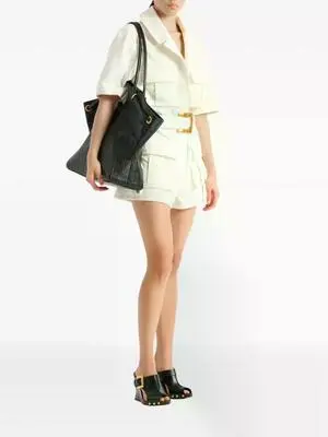 Balmain Belted Denim Playsuit