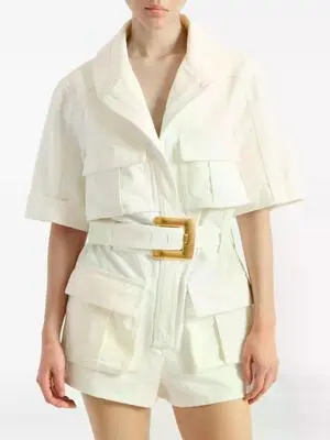 Balmain Belted Denim Playsuit