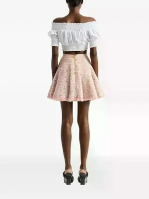 Balmain Flared Tweed Skirt - Pink