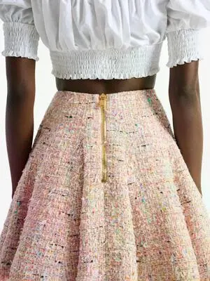 Balmain Flared Tweed Skirt - Pink