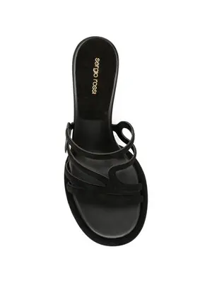 SERGIO ROSSI Suede Strappy Heel Sandals - Black