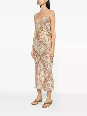 Just Cavalli Baroque-print Midi Dress With Hardware Detail