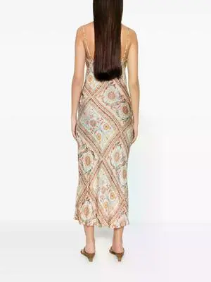 Just Cavalli Baroque-print Midi Dress With Hardware Detail