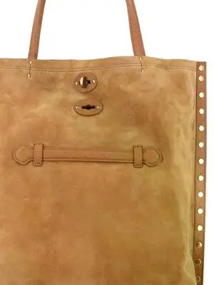 ZANELLATO Stud-embellished Suede Tote - Neutrals