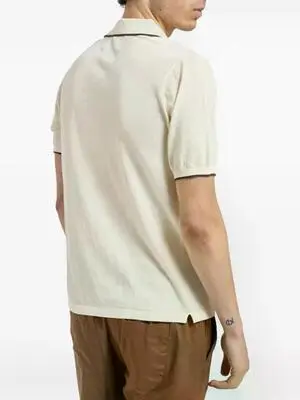 MC2 SAINT BARTH Sloan Contrast-trim Polo Collar T-shirt - Neutrals