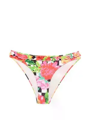 Moschino Floral-print Ruffled Bikini Bottom - Pink