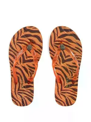 Kurt Geiger Kensington Tiger-print Flip-flops - Orange
