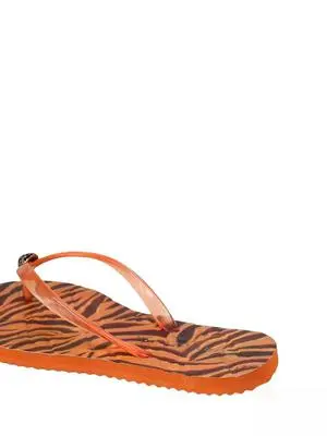 Kurt Geiger Kensington Tiger-print Flip-flops - Orange