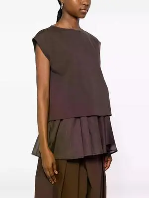 Sú Layered Ruffled Top - Brown