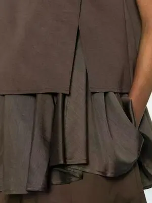 Sú Layered Ruffled Top - Brown
