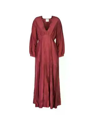 FORTE_FORTE V-neck Silk Maxi Dress - Red