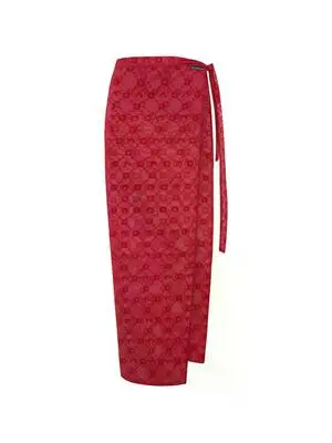 MARINE SERRE Moonogram Mesh Flock Cover-ups - Red
