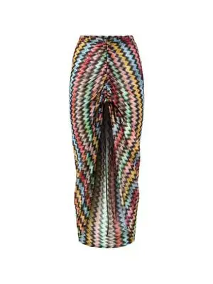 Missoni Zigzag-Pattern Long Skirt Black