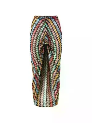 Missoni Zigzag-Pattern Long Skirt Black