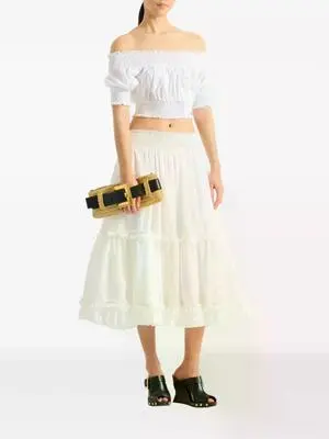 Balmain Anthem Clutch Bag In Leather And Crochet - Neutrals