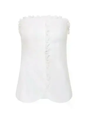 Posse Florence Ruffled Strapless Blouse - White