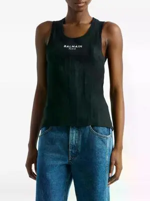 Balmain Paris Embroidered Vest Top - Black