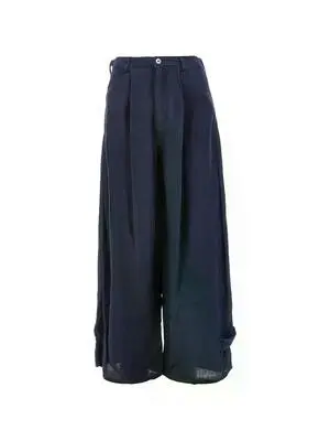 Emporio Armani Pleated Linen Trousers - Blue