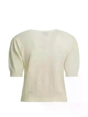 RAKKI Chevron-knit Short-sleeve Sweater - Neutrals
