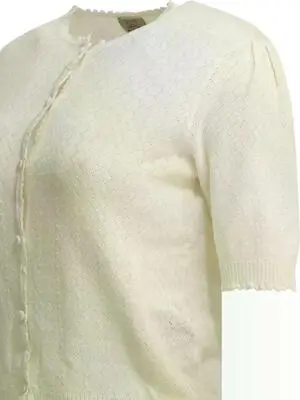 RAKKI Chevron-knit Short-sleeve Sweater - Neutrals