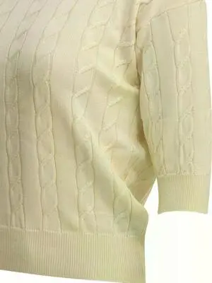 RAKKI Cable-knit Short-sleeve Sweater - Neutrals
