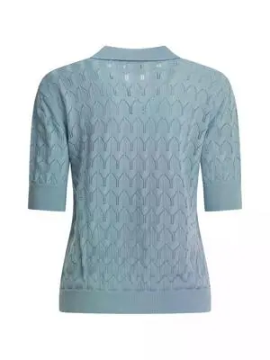 RAKKI California Pointelle-knit Polo Top - Blue